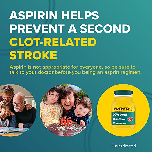 Bayer Aspirin Low Dose 81 mg, Enteric Coated Tablets, Doctor Recommended, Secondary Prevention of Cardiovascular Disease, 32 Safety Coated Tablets