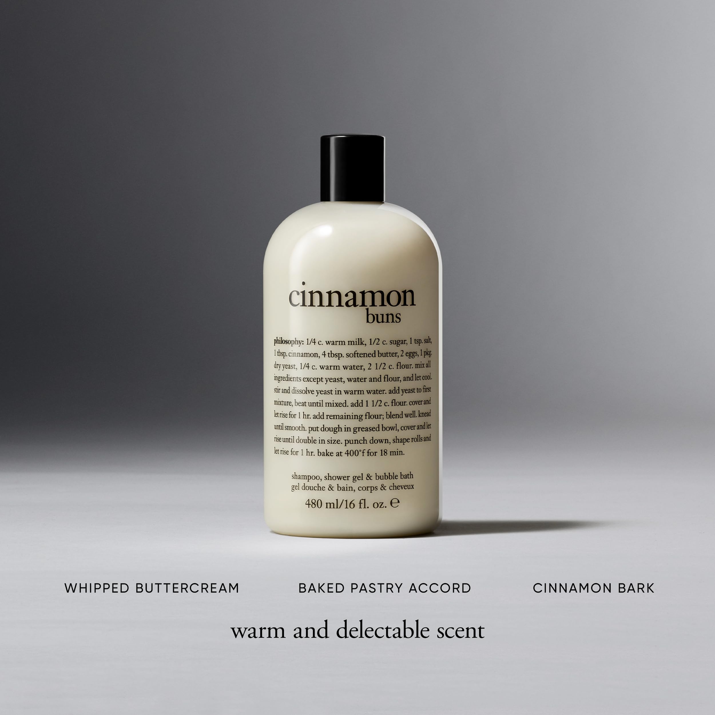 philosophy cinnamon bun shampoo, shower gel & bubble bath, 16 oz
