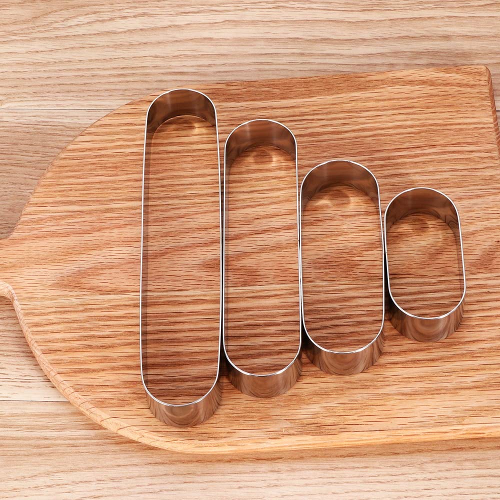 CHDHALTD Mousse Rings Stainless Steel Mini Cookie Cutters Mini Long Oval Mousse Ring Mold Metal Baking Tiramisu Mold for Kitchen Baking Sponge Cakes Dessert Pies