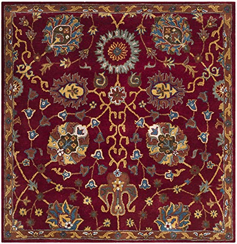 SAFAVIEH Heritage Collection 6' Square Red HG655A Handmade Traditional Oriental Premium Wool Area Rug