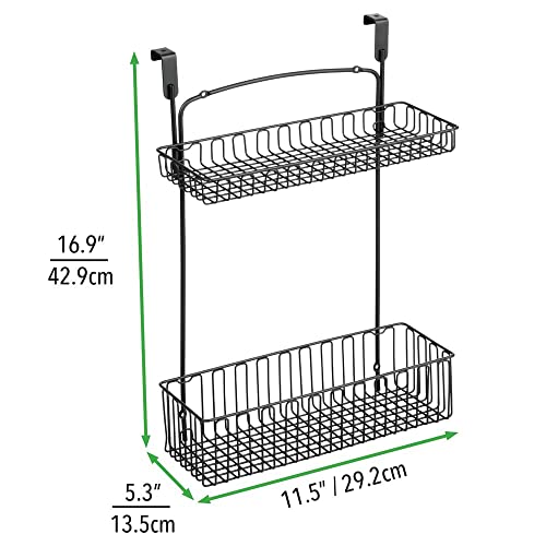 mDesign Steel Over Cabinet Kitchen Storage Organizer Holder or Basket - Hang Over Cabinet Doors in Kitchen, Pantry, Bathroom - Holds Dish Soap, Window Cleaner - Concerto Collection - Matte Black