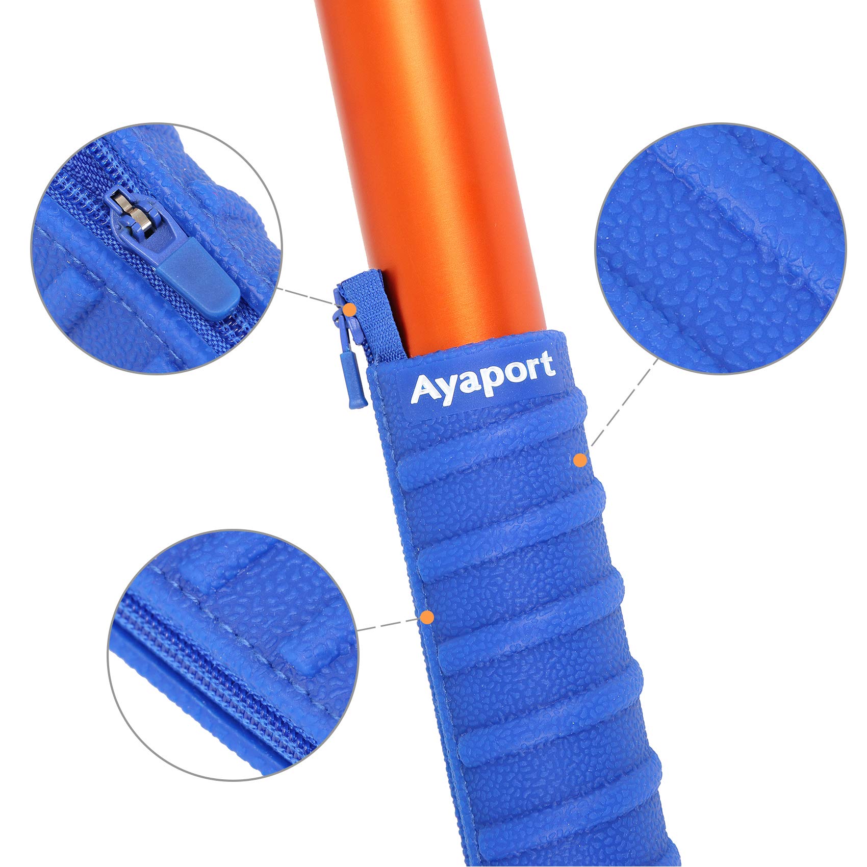 Ayaport Kayak Paddle Grips Non-Slip Zip Up Silicone Wraps for Take-Apart Paddles (Blue)