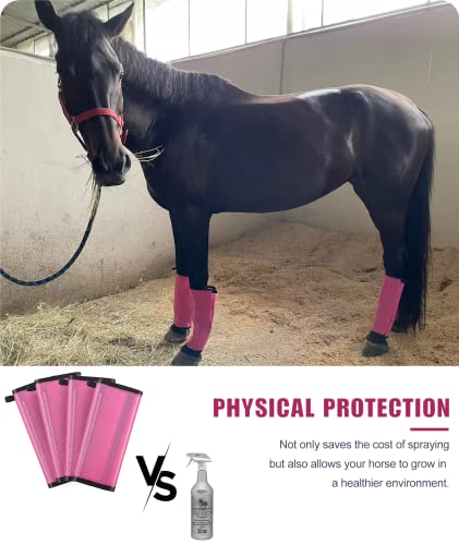 Fly Boots for Horse Leggins,Horse Fly Boots,Horse Leg Protection Set of 4(Pony/Donkey,Blue)