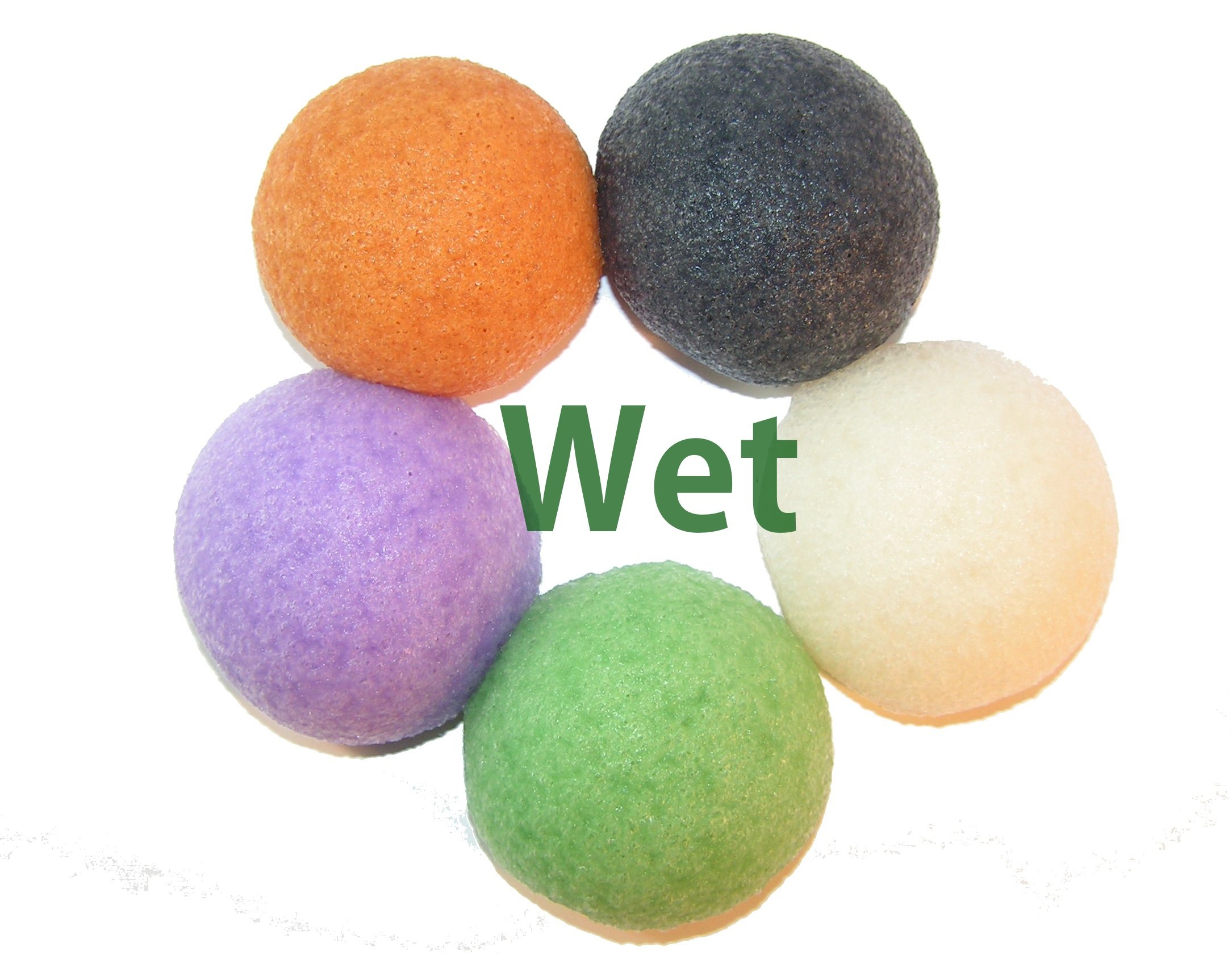 Konjac Sponge Set: Organic Skincare Facial for Natural Exfoliating and Deep Pore Cleansing 5 Piece Sampler Pack Infused with Charcoal, Turmeric, Green Tea