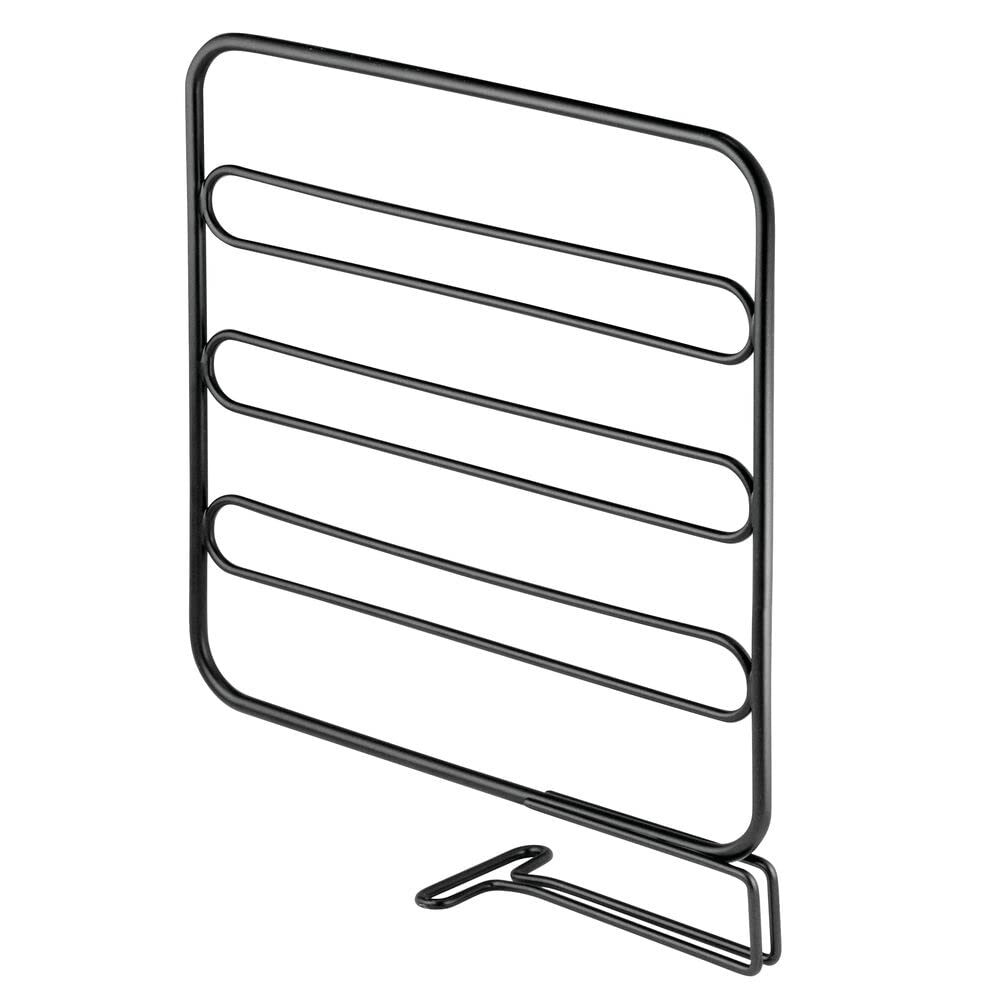 mDesign Versatile Metal Wire Closet Shelf Divider and Separator for Storage and Organization in Bedroom, Bathroom, Kitchen and Office Shelves - Easy Install - 4 Pack - Black