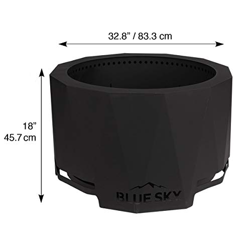 Blue Sky Outdoor Living 33” Steel Mammoth Patio Smokeless Fire Pit, Firewood and/or Wood Pellet Burning, Black (PFP3318)