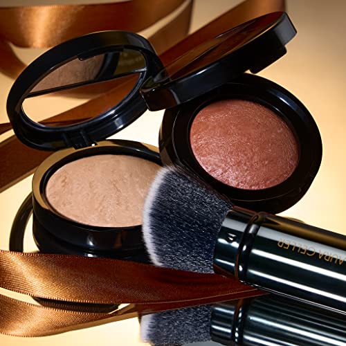 Blush-n-Glow Kit (3 PC): LAURA GELLER NEW YORK Baked Balance-N-Glow Illuminating CC Powder Foundation Golden Medium, Retractable Kabuki Brush, Baked Blush-N-Brighten Pink Grapefruit