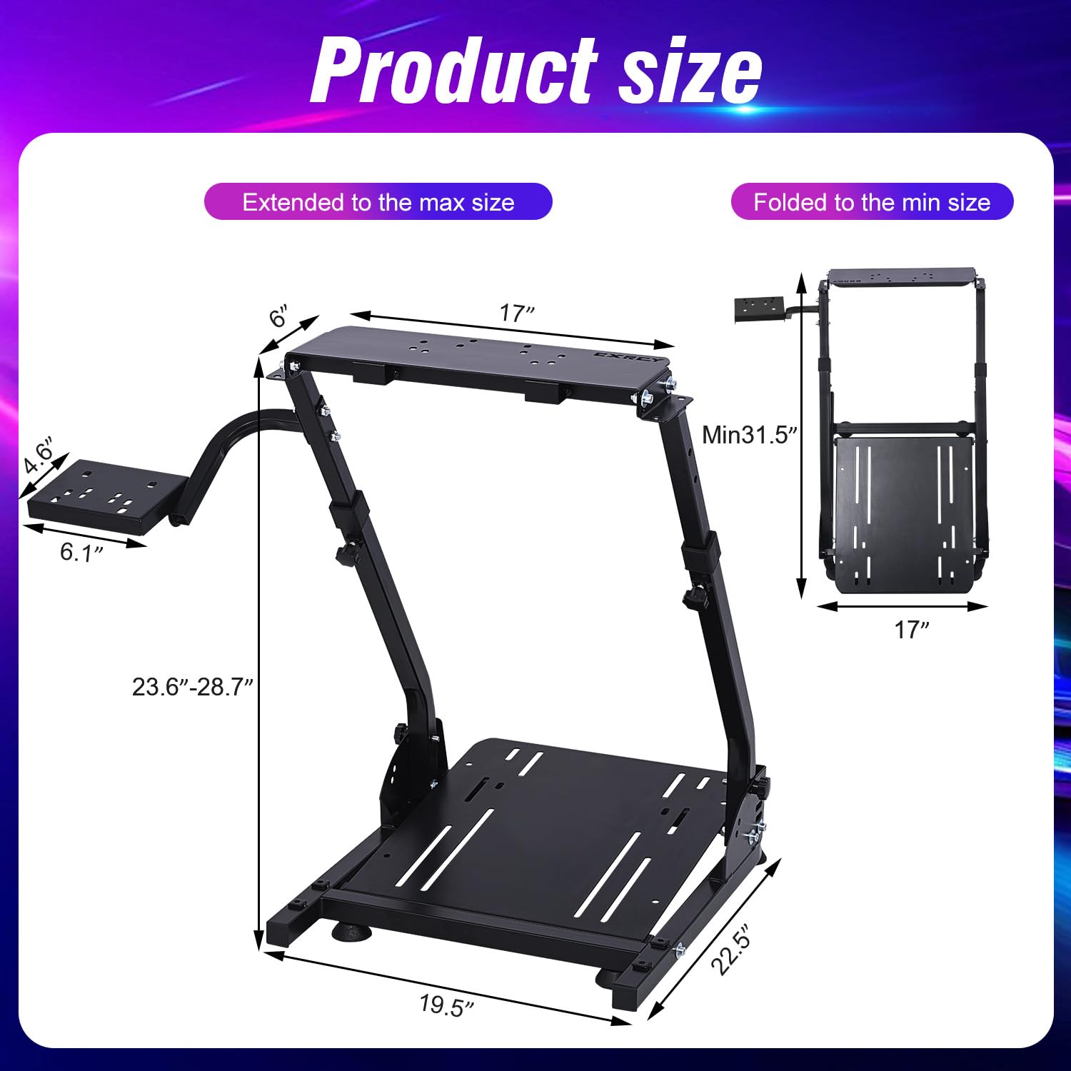 CXRCY Racing Wheel Stand Compatible with Logitech G920 G29 G27 G25 Gaming Cockpit Height Adjustable Foldable Gaming Racing Simulator Steering Wheel Stand,Wheel and Pedals Not Included