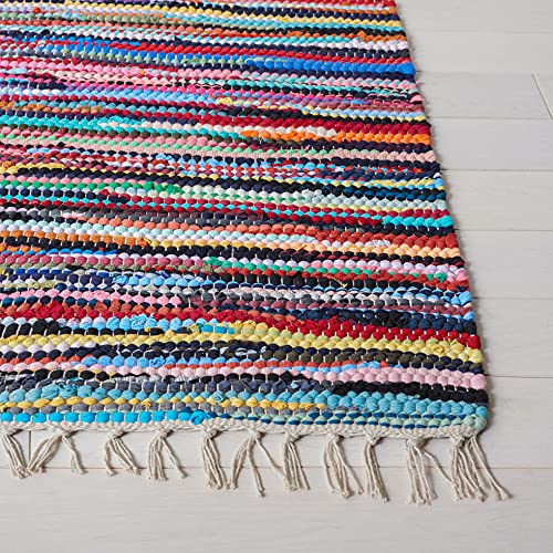 SAFAVIEH Rag Rug Collection Area Rug - 6' x 9', Multi, Handmade Boho Stripe Cotton, Ideal for High Traffic Areas in Living Room, Bedroom (RAR128G)