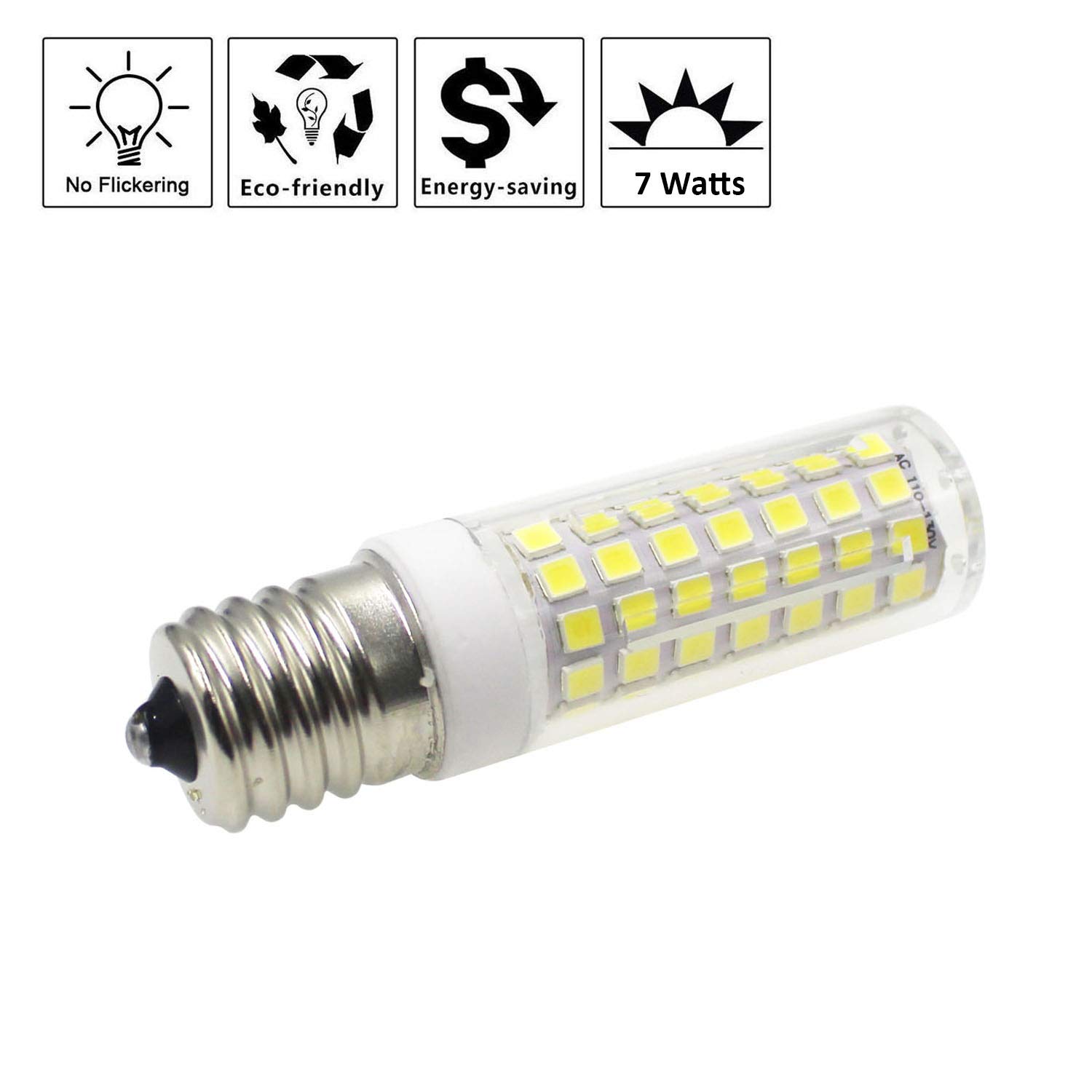 Attaljus E17 LED Bulb E17 Microwave Oven Appliance Light Bulbs, 7W (60W Halogen Bulb Equivalent), 580LM Daylight White 6000K, Dimmable Corn Bulbs for Over The Counter Range Hood, Pack of 2