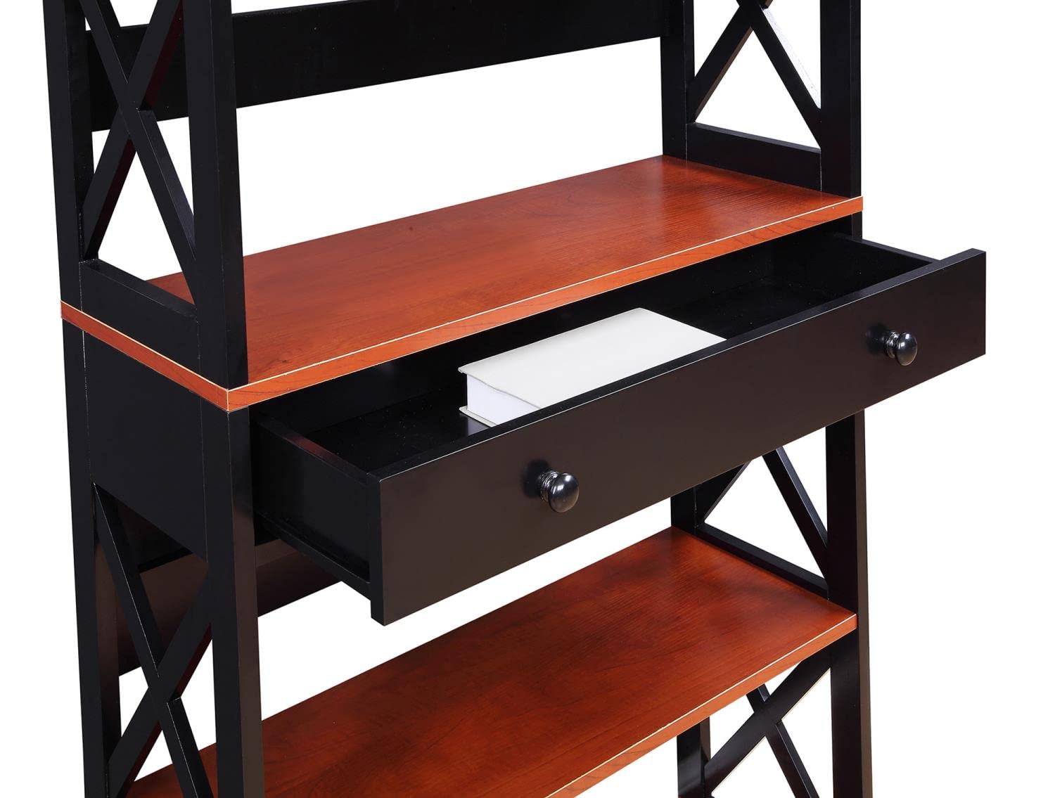 Convenience Concepts Oxford 5 Tier Bookcase with Drawer, Cherry / Black