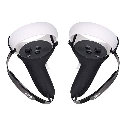 BEJOY Oculus Quest 2 Touch Controller Grip Cover with Knuckle Strap, Touch Controller Grip Protective Sleeve, Adjustable Knuckle Strap, Sweat-Proof, Non-Slip, Black