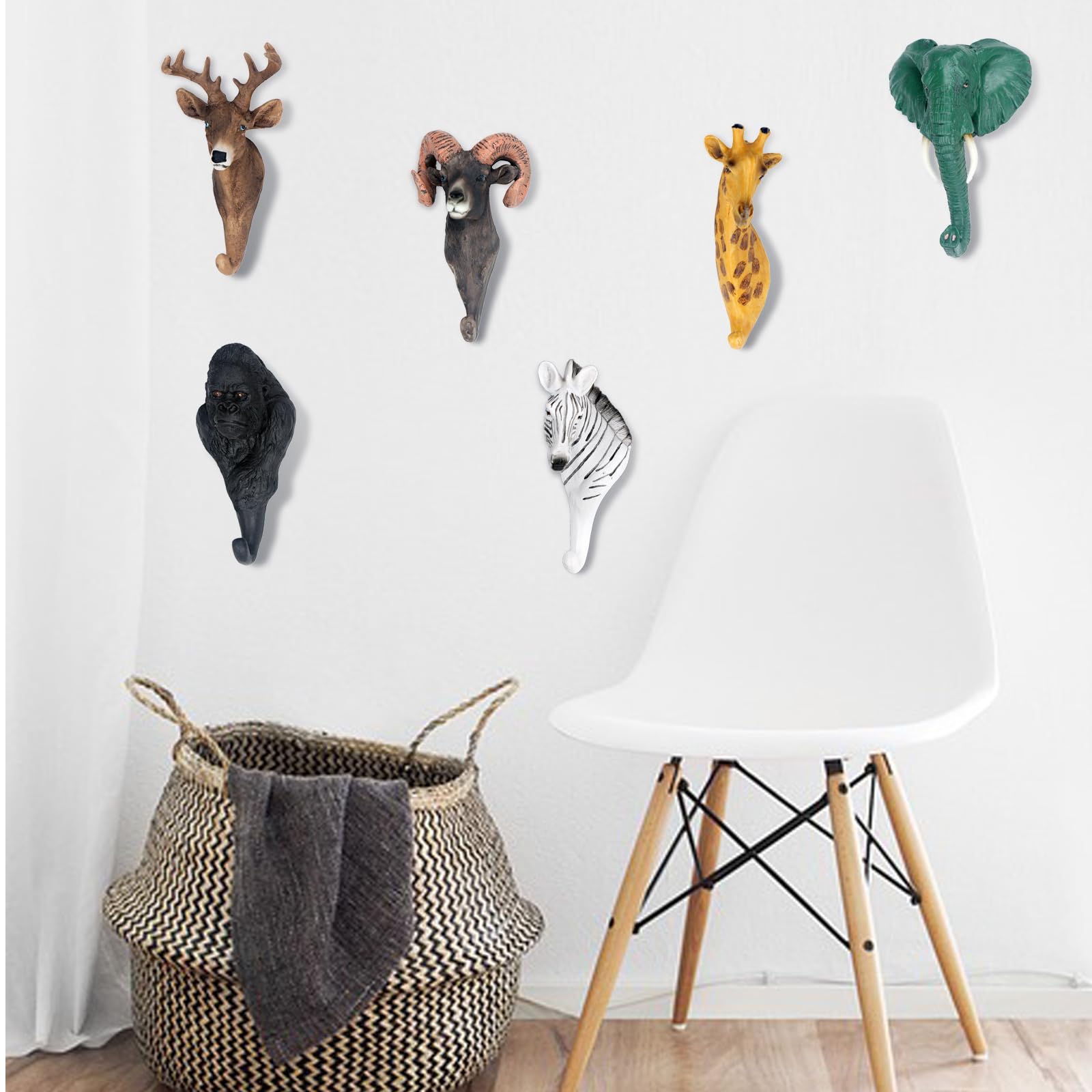 BOAMAU Antiqued Reproduction Resin Elephant Coat Hooks/Single Wall Hook Animal Shaped Coat Hat Hook Creative Art Decorative Gift(Elephant)