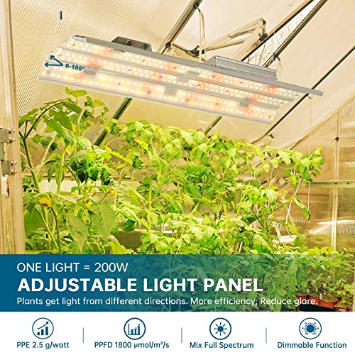 Barrina BX-6000 LED Grow Lights, Full Spectrum with IR, Dimmable, High PPFD, LED Grow Light for Indoor Plants Veg Flower, 4-Pack