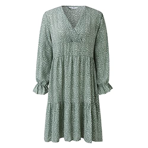 Black Denim Skirts for Women Midi Length Jean Womens Printed Elegant V Neck Long Sleeve Flared Dress Summer