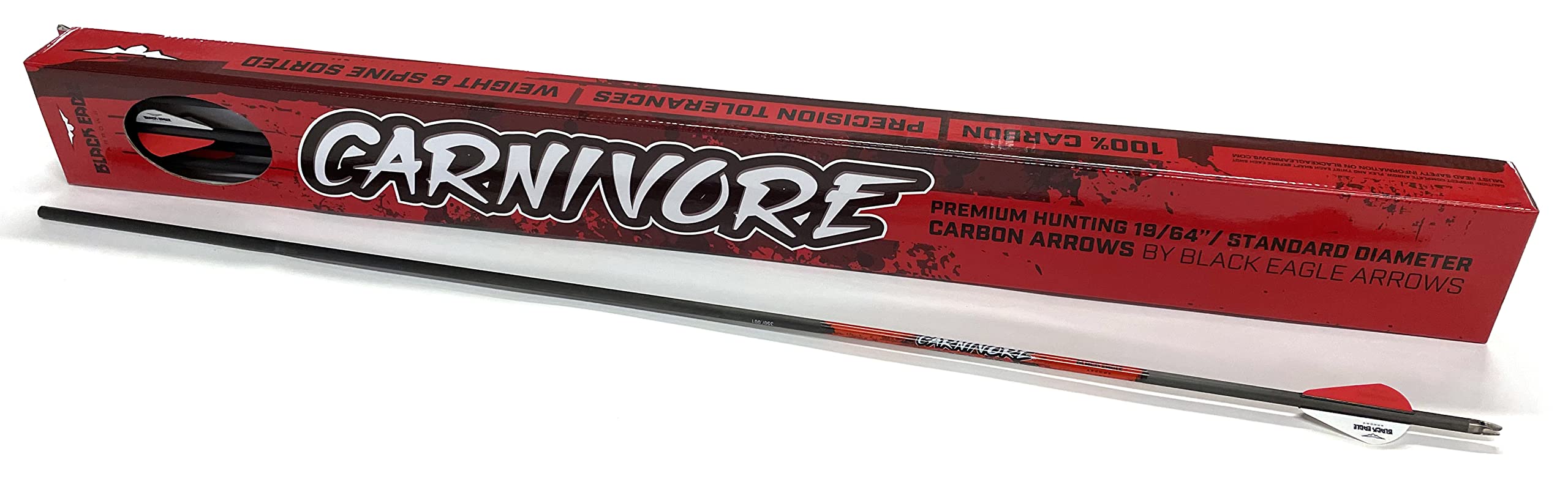 Black Eagle Arrows Carnivore Fletched Arrows with 2 inch Vanes - .001 Straightness, 300 Spine - 6 Pack - with Target
