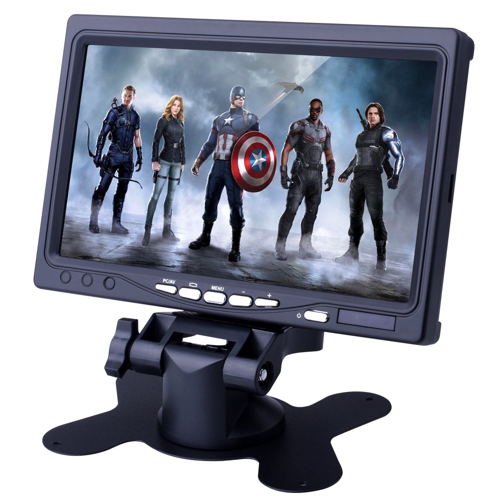 Kuman 7 Inch IPS Display 1024x600 LCD Screen Computer Monitor for PC Laptop Raspberry Pi 4 3 2B B RPI 1 B+ A+ with HDMI VGA Input, DVD VCR Car and Remote HDMI Cable SC7J