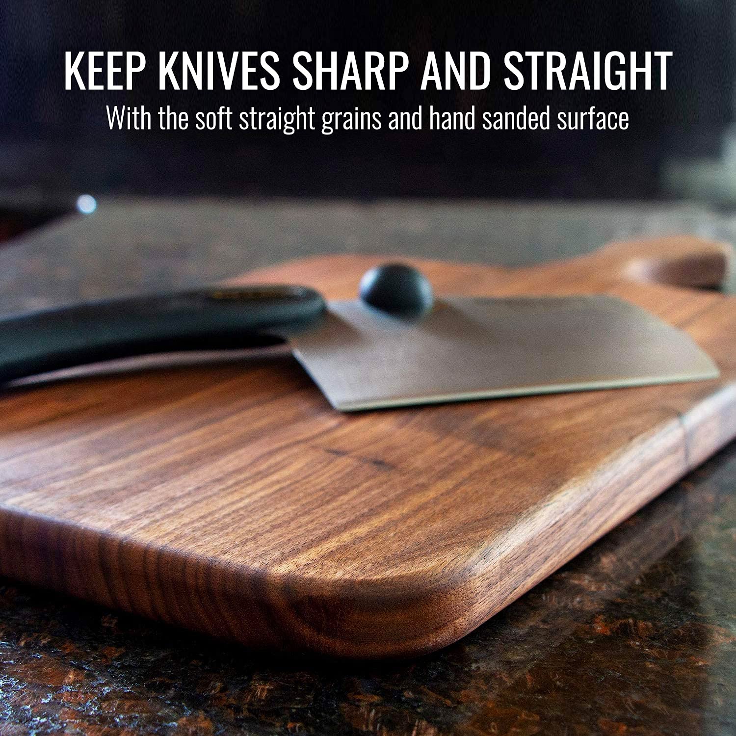 Brazos Home Dark Walnut Wood Cutting Board for Kitchen, Chopping Board, Wood Cheese Board, Unseasoned, Includes Brazos Board Butter, Ideal for Serving or Chopping Cheese, Meat and Fruits, 16x9, Large