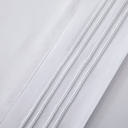 Bed Sheets Full Size Set - 4 Pieces - Double Brushed, 2200 Series, High Thread Count Microfiber - Wrinkle Free - Non Pilling - Double Elastic Corners - Four Lines Embroidery - Easy Fit (Full, White)
