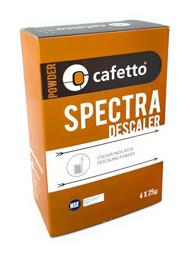 Cafetto Organic Spectra Espresso Machine Descaler, Color Indicator Descaling Cleaning Powder for Use In Organic Systems (4 Single Use Packets)