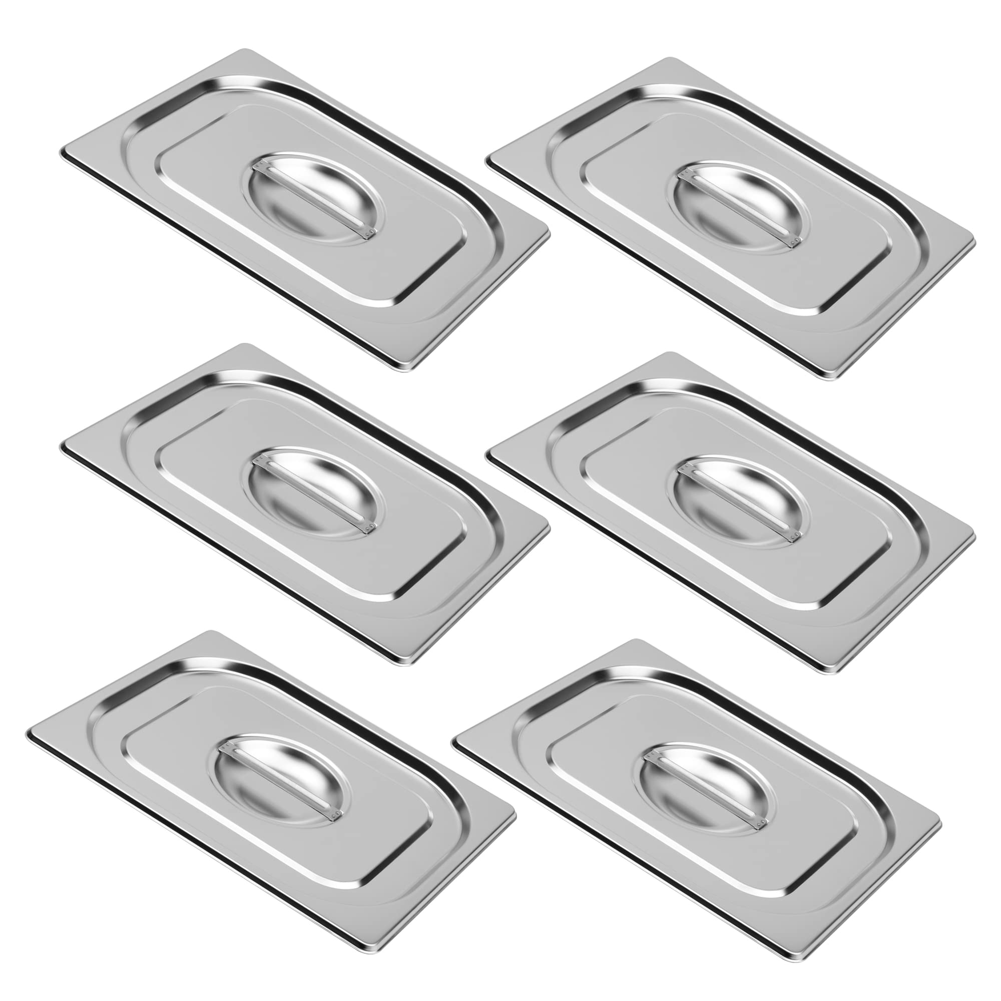BIEAMA 6-Pack Hotel Pans with Lid, 1/2 Size 4" Deep, NSF, Catering Food Pan, Commercial Stainless Steel Pan with Cover