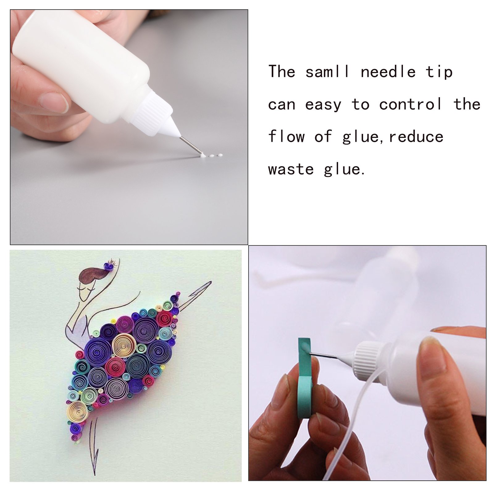Precision Tip Applicator Bottle KAKOO 14 Pack 30ml / 1 Ounce Quilling Tool Glue Plastic Liquid Dropper Bottles for DIY Craft Painting With 5 Pcs Mini Plastic Funnel and Address Labels (B-Mixed)