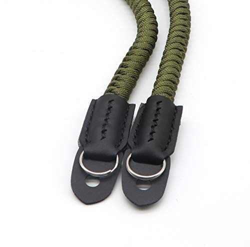 HITHUT Paracord Woven Camera Neck Shoulder Strap Belt Hand Compatible with Canon Nikon Sony Olympus Pentax Fujifilm Panasonic SLR DSLR Digital Mirrorless Cameras 42 inch Green
