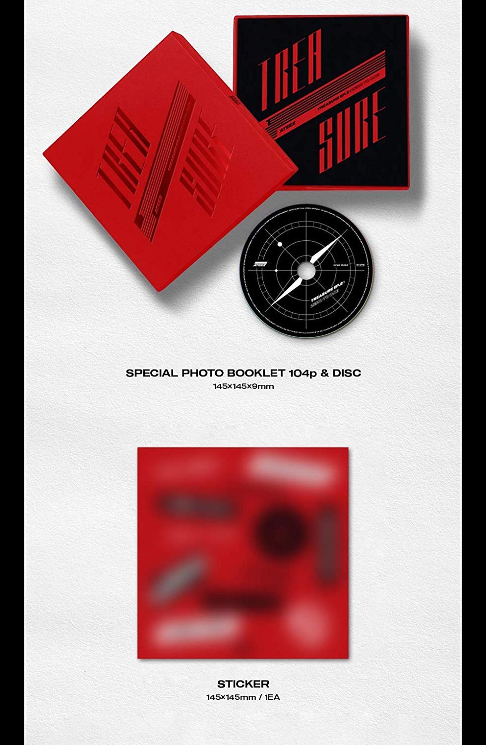 ATEEZ - TREASURE EP.2 ZERO TO ONE Album CD+Photo Booklet+Folding Poster+Photo Card