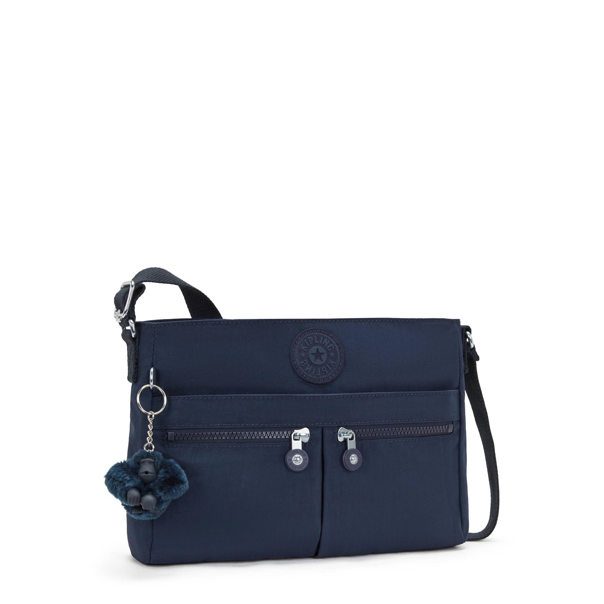 Kipling womens Women's New Angie Handbag, Lightweight Bag, Nylon Travel Crossbody Bag, Blue Bleu 2, 10.5 L X 8 H X 2 D US