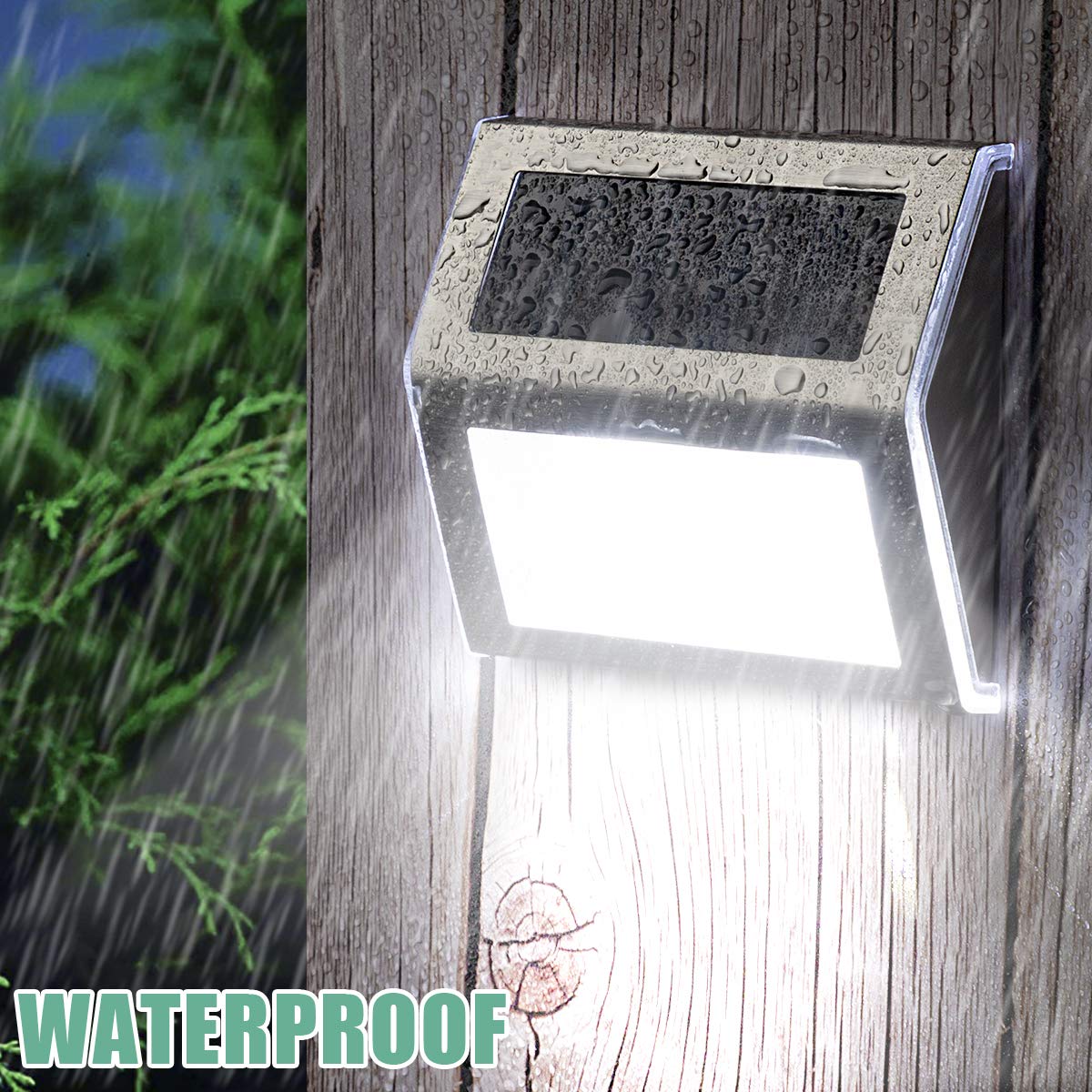 GIGALUMI 6 Pack Solar Step Deck Lights, Stainless Steel Waterproof Led Solar Lamp for Outdoor, Pathway Yard Stairs Fences. (White)