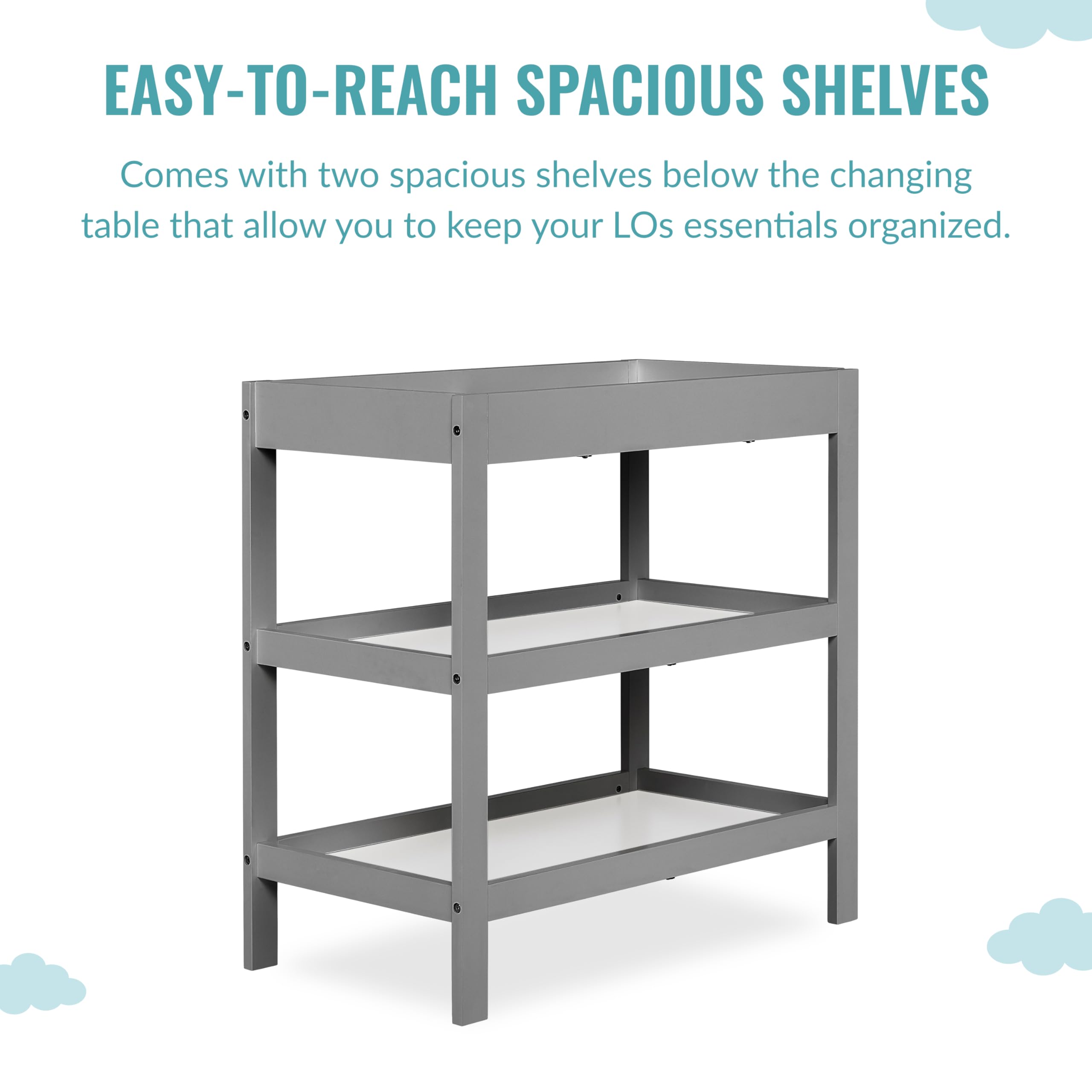 Dream On Me av2023-Dream table-a79f6f03 Ridgefield Changing Table in Storm Grey, 33.5x16x33.5 Inch (Pack of 1)