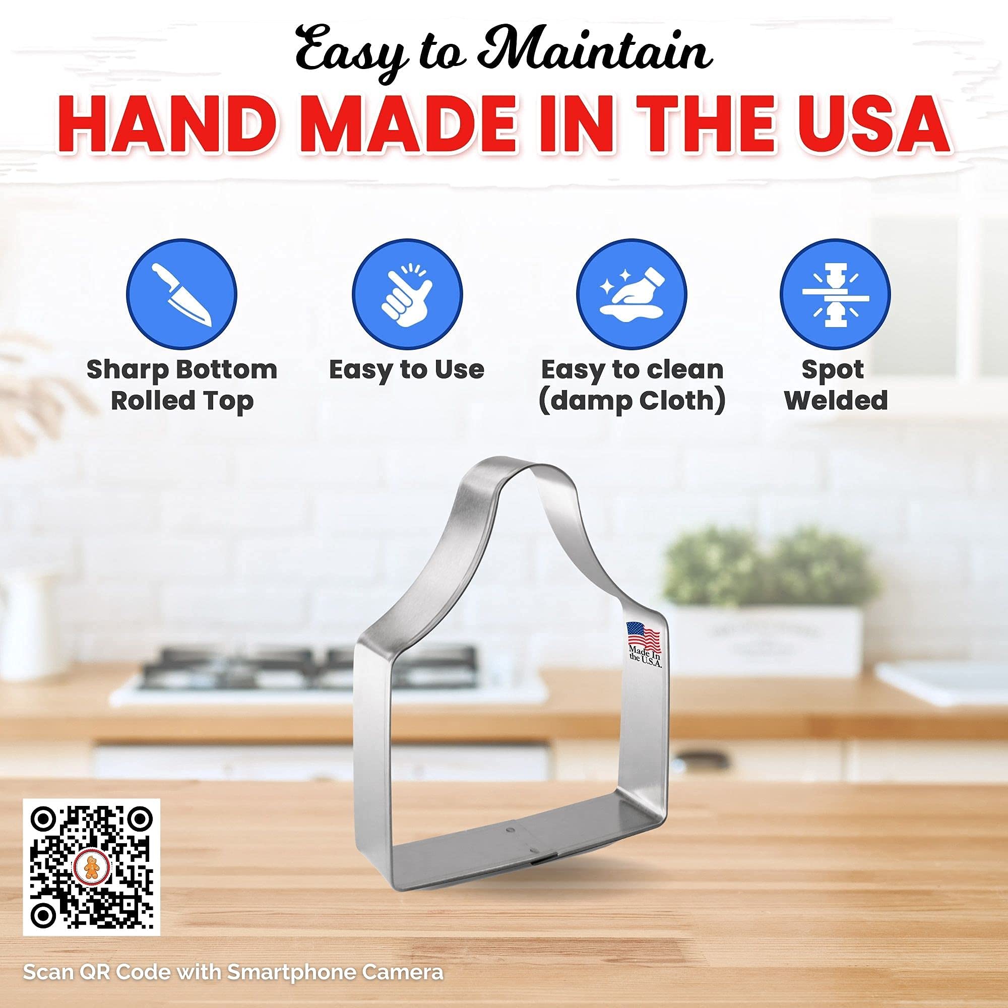 Bread Board Cookie Cutter 4 Inch β Made in the USA β Foose Cookie Cutters Tin Plated Steel β Ear Tag Cookie Mold