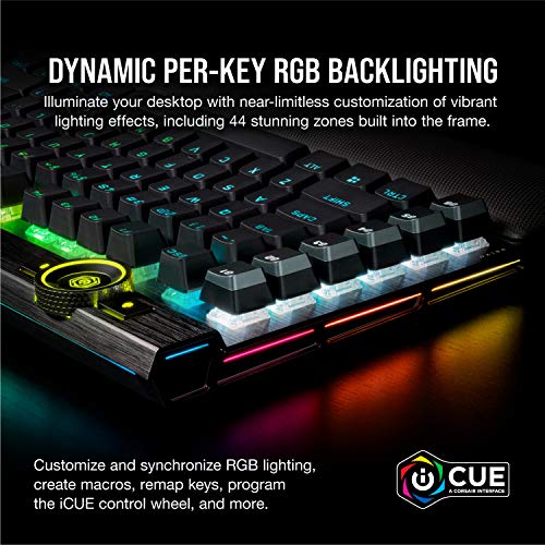 Corsair K100 RGB Mechanical Wired Gaming Keyboard - Cherry MX Speed Switches - PBT Double-Shot Keycaps - Elgato Stream Deck and iCUE Compatible - QWERTY NA Layout - Black,Silver