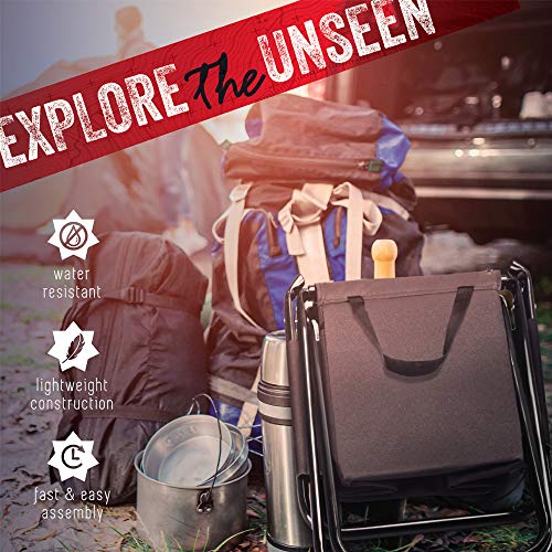 Avalanche Folding Chair with Built-in Cooler - Foldable, Small, Portable for Travel, Outdoor, Camping, Beach with 24 Can Capacity Cooling Bag (Black)