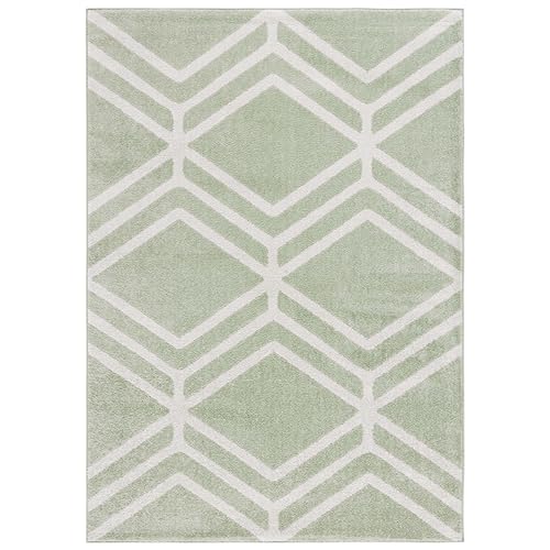 SAFAVIEH Adirondack Collection Area Rug - 8' x 10', Sage & Ivory, Modern Geometric Distressed Design, Non-Shedding & Easy Care, Ideal for High Traffic Areas in Living Room, Bedroom (ADR253W)
