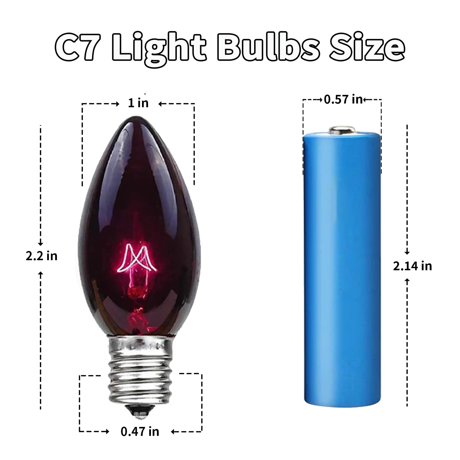 CHYSUPER C7 Replacement Bulbs, Christmas Light Bulbs, Dark Purple 5W Incandescent Bulbs for Halloween Outdoor String Lights Xmas Tree Patio Party Decor, C7 Bulbs E12 Candelabra Base- 25 Pack