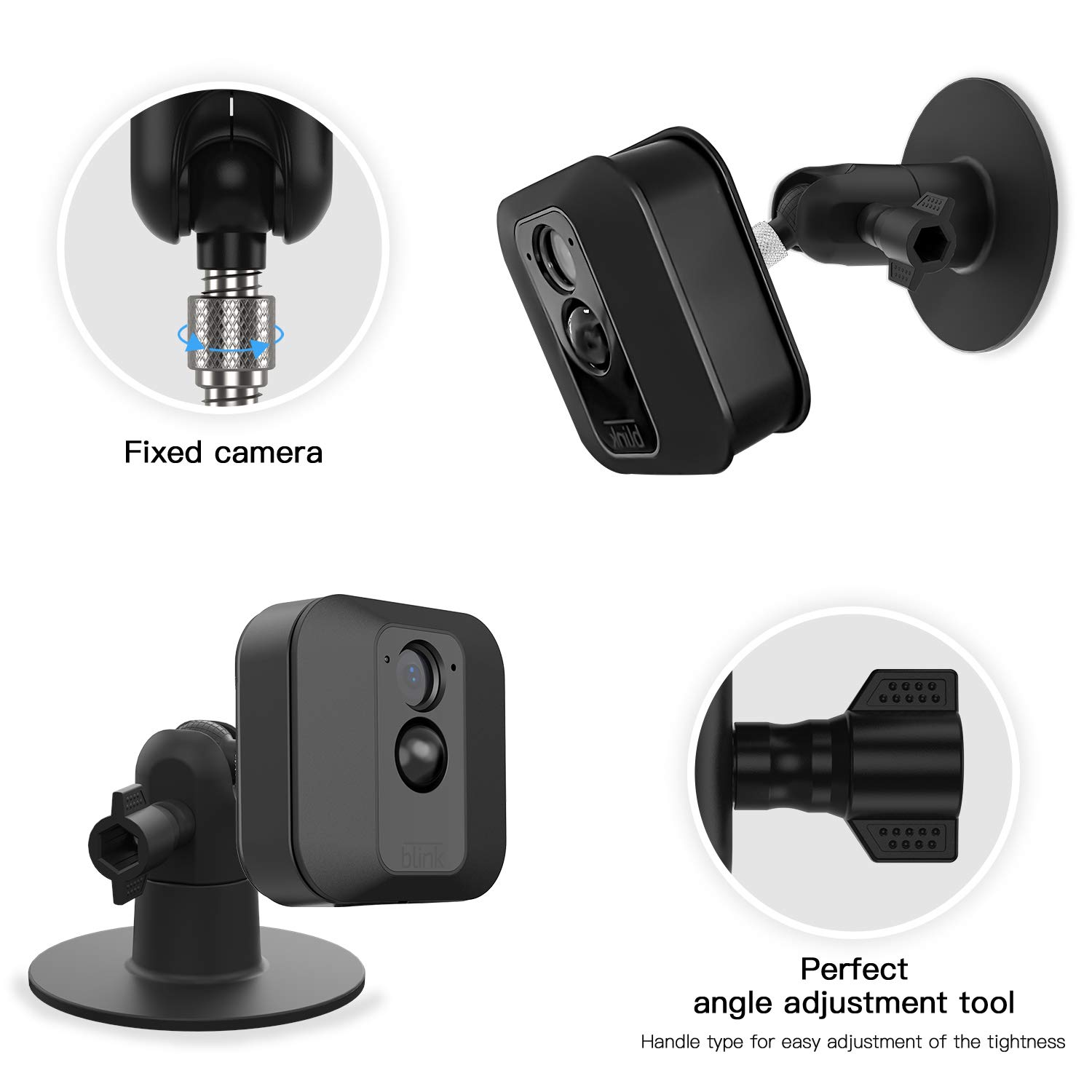 HOLACA Screwless Wall Mount Brackrt for Blink Outdoor Blink outdoor 4 Camera Blink XT2 Blink Indoor, Easy to Install, No Tools Needed, No Messy, No Drilling, Strong 3M Adhesive Mount kit(Black-1 Pack)