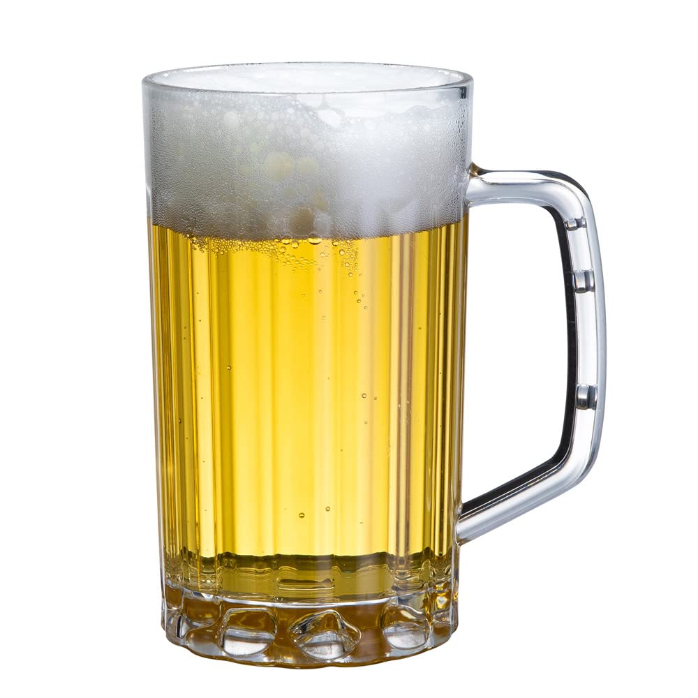 Beer Mug, Plastic Beer Mug with Handle, Clear Beer Drinking Cups for Restaurant Bar Home, Men Women, 16.91oz, Resuable, Unbreakable (1 Pack)