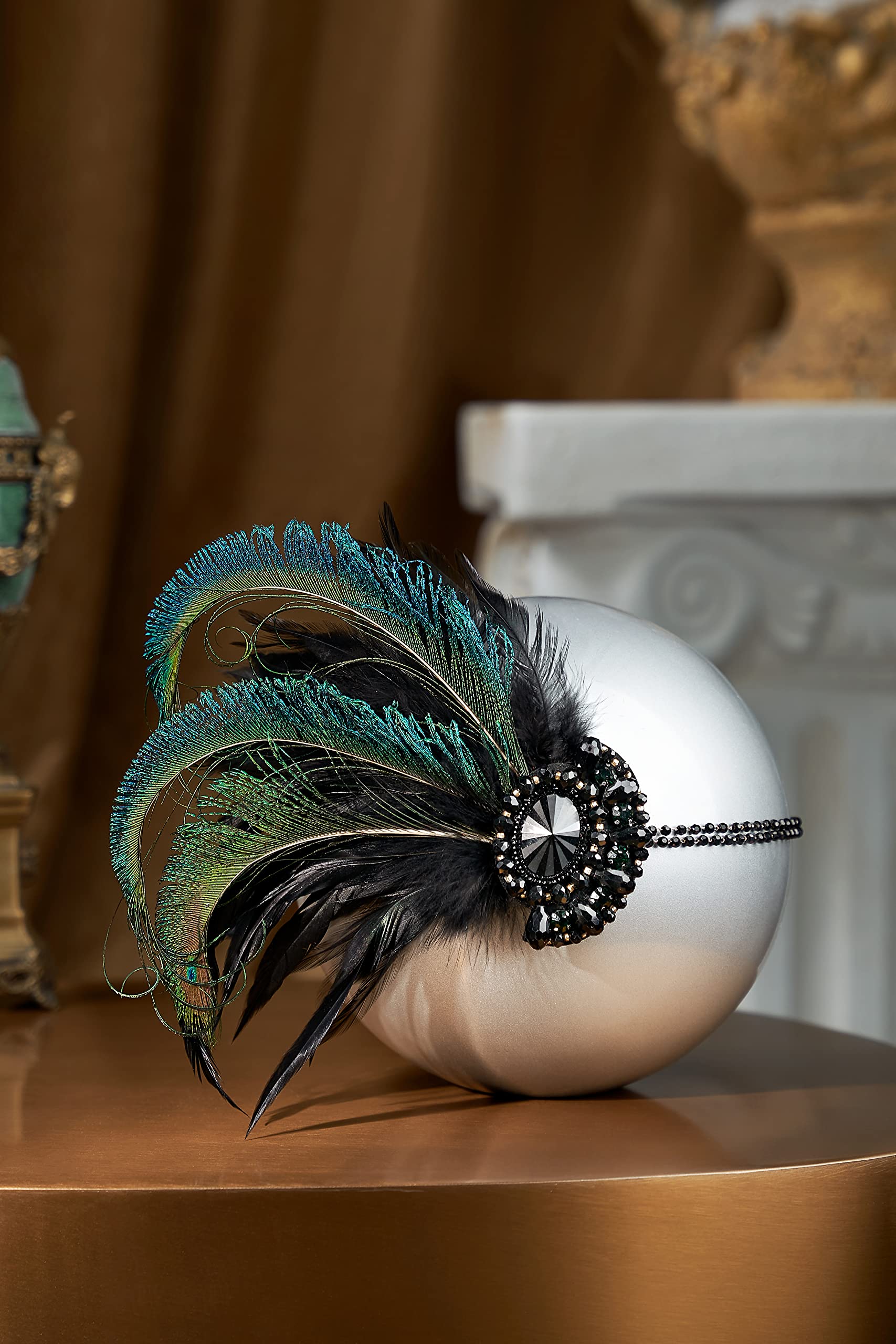 BABEYOND Vintage 1920s Flapper Headband Roaring 20s Great Gatsby Headpiece (Green)
