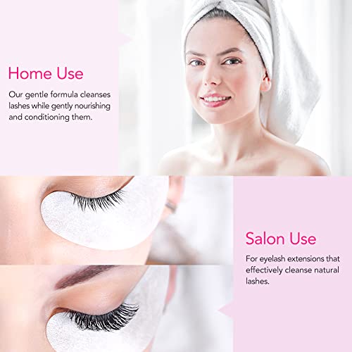 AuReve Eyelash Extension Cleanser Lash Shampoo Eyelash Extension Shampoo Lash Foam Cleanser Eyelid Cleanser for Makeup Remover Eyelash Care, Paraben & Sulfate Free for Salon and Home Use (Rose 600ml)
