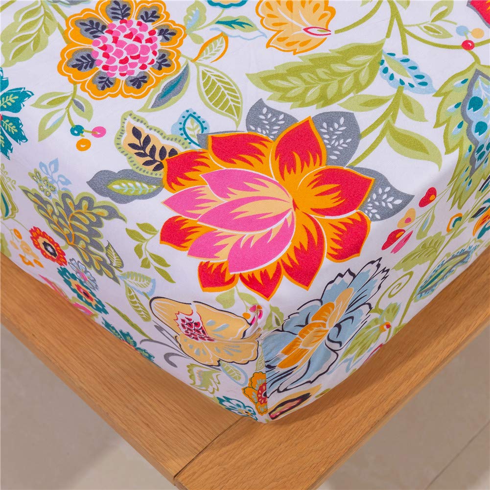 Bedlifes Twin Sheets Set Ultra Soft Breathable Silky Flower Bed Sheets Deep Pocket 100% Microfiber Bedding Sheets 3 Piece Twin Size Floral Spring