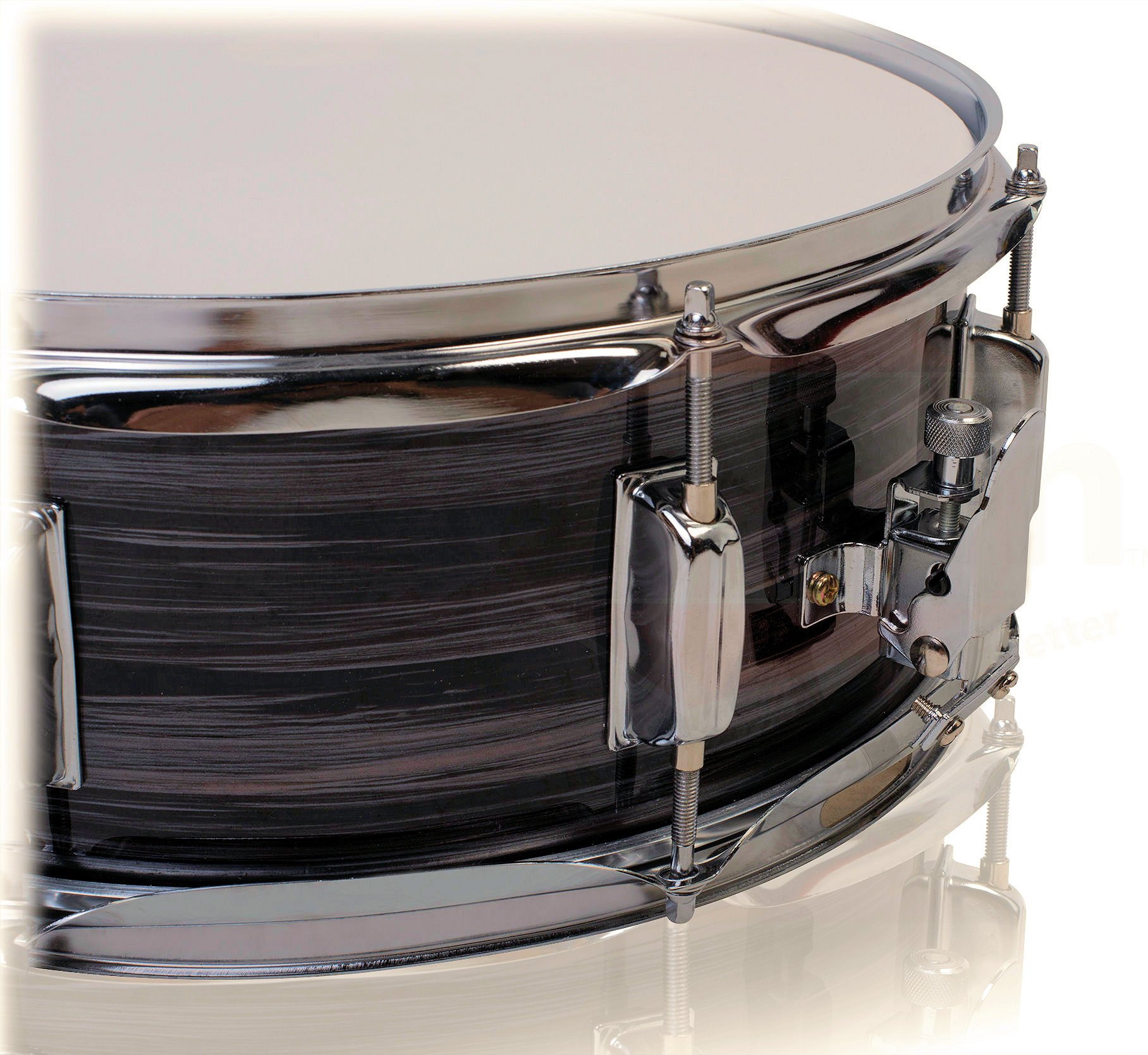 Deluxe Snare Drum by GRIFFIN | 14" x 5.5" Poplar Wood Shell with Zebra PVC Glossy Finish | Percussion Musical Instrument with Drummers Key for Students & Professionals | 8 Tuning Lugs & Snare Strainer