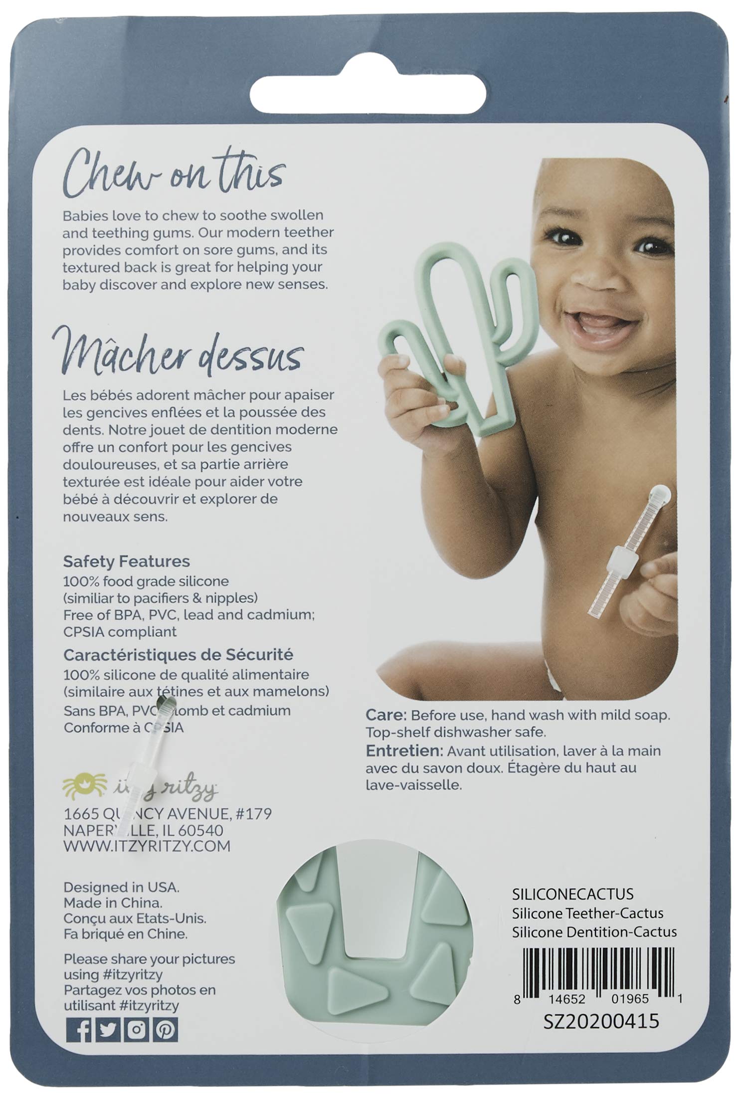 Itzy Ritzy Silicone Baby Teether – BPA-Free Infant Teether with Easy-to-Hold Design & Textured Back Side to Massage & Soothe Sore, Swollen Gums - Teething Toy for 3 Months & Up - Pink Unicorn