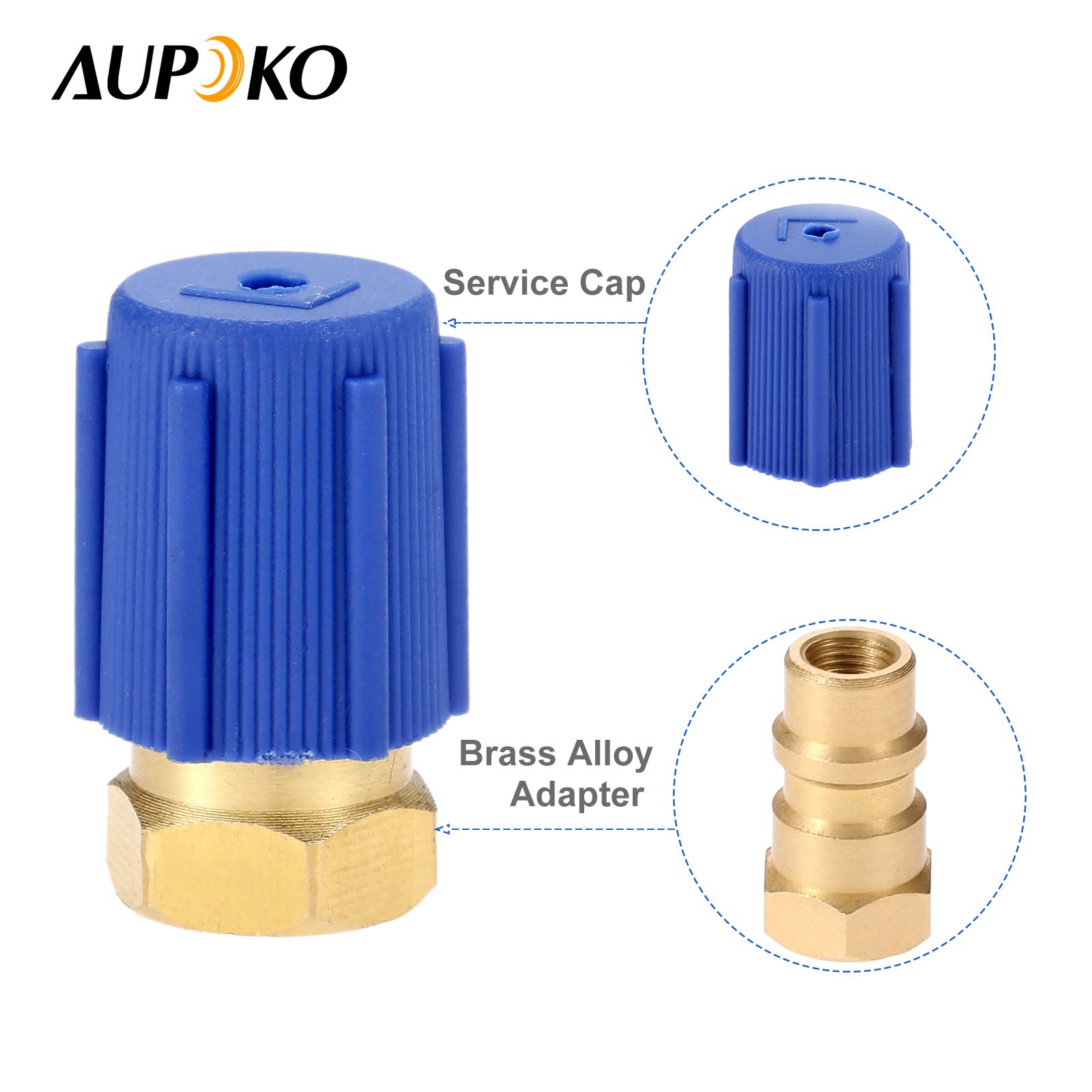 Aupoko A/C Retrofit Valve Kit, Retrofit Valve with Dust Cap Convert, BPV31 Bullet Piercing Tap Valve Line Tap Valve Kit, Fits for HVAC Refrigerant System R12 R22 R502 R134A
