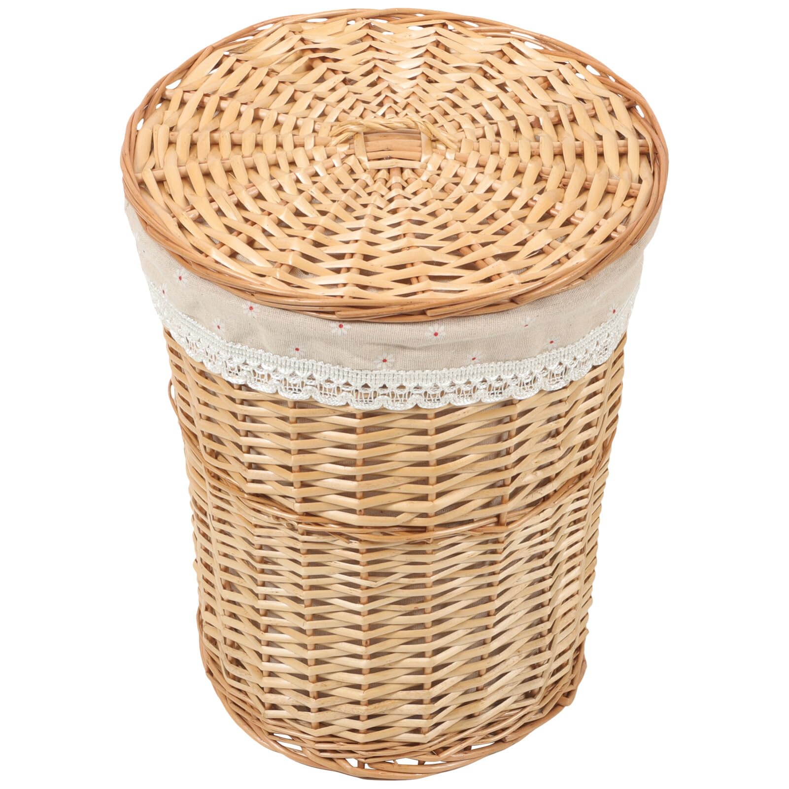 Ciieeo Handwoven Laundry Hamper, Rattan Clothes Laundry Basket with Lid and Liner Wicker Storage Baskets Nursery Basket Bin Sundries Container for Countertop Decor A