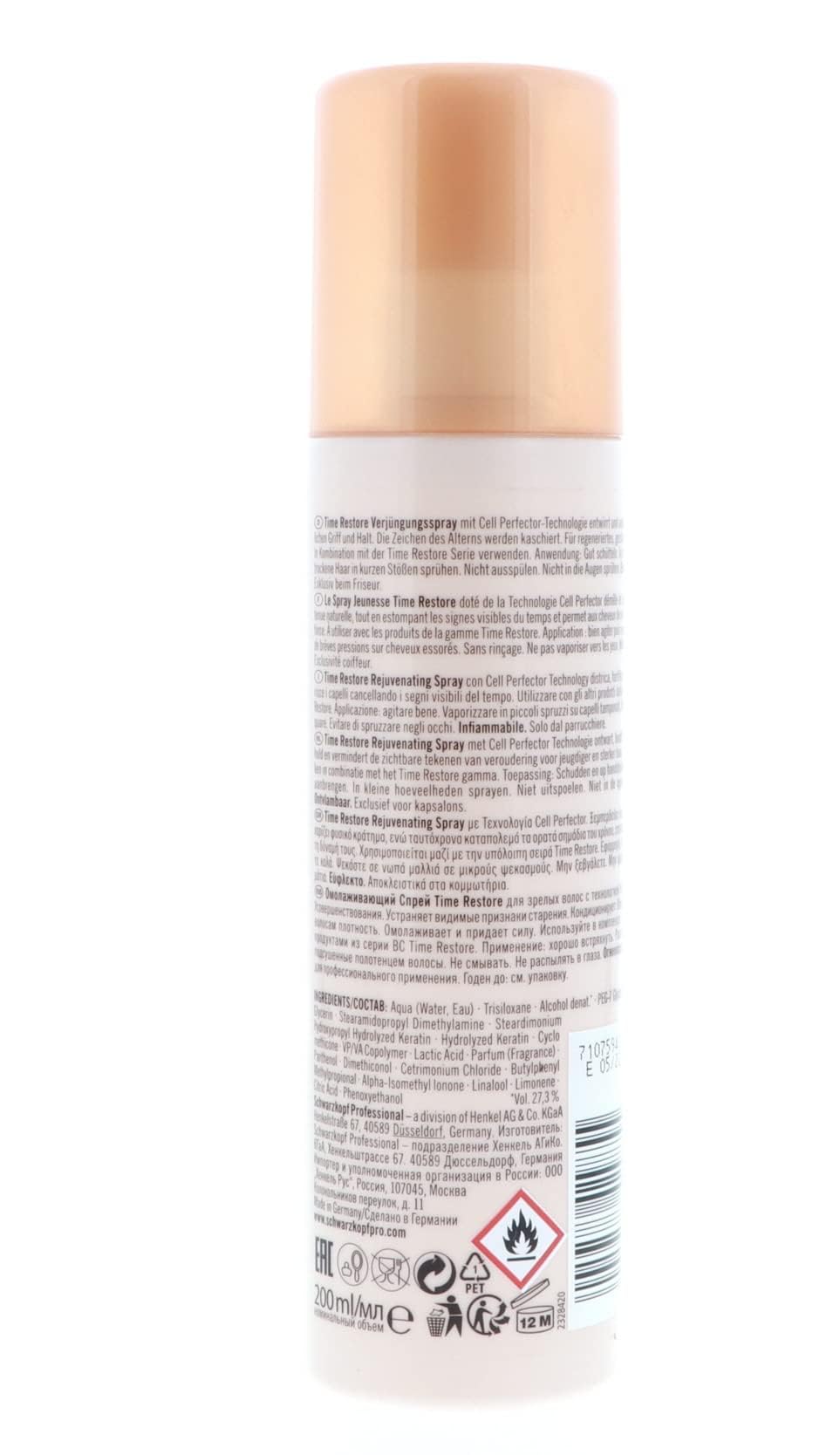 BC Bonacure Schwarzkopf Q10+ Time Restore Rejuvenating Spray, 6.7 Fl Oz