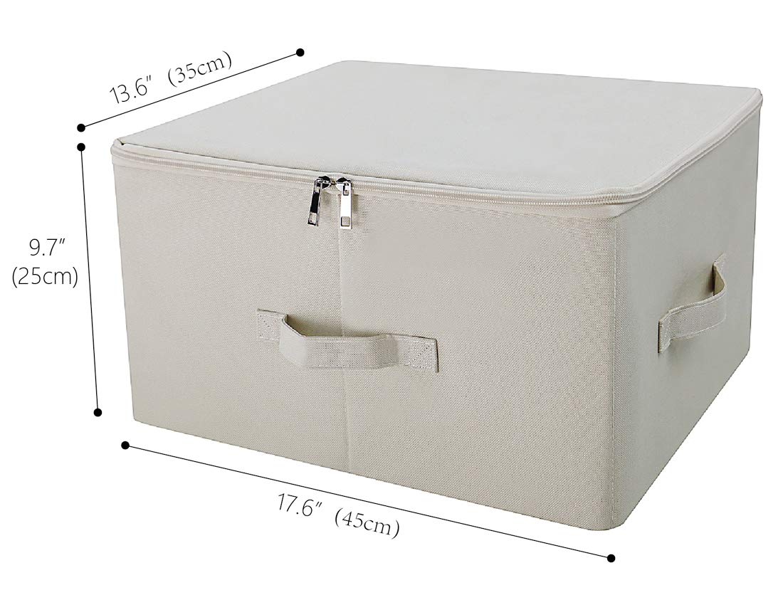 iwill CREATE PRO Collapsible Rigid Storage Bins with Lid, Shelves Clothes Storage Cubes, Tide Up Your Wardrobe, Beige, Set of 2