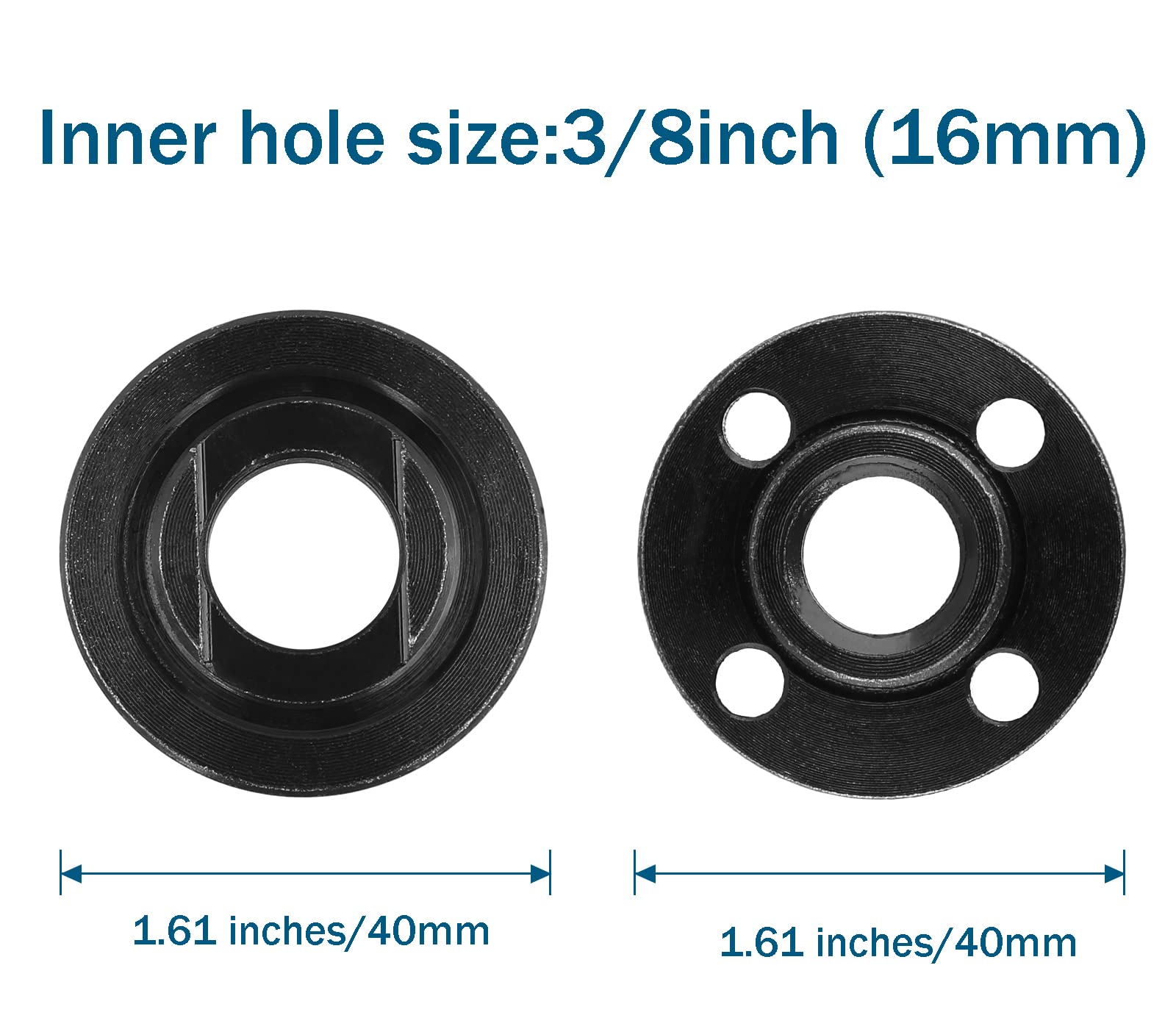 Bokwin 3 Set Angle Grinder Flange Nut 5/8 Inch Inner Outer Flange Lock Nut Compatible with Black & Decker Dewalt Ryobi Milwaukee Makita 224399-1 193465-4 224568-4 Parts