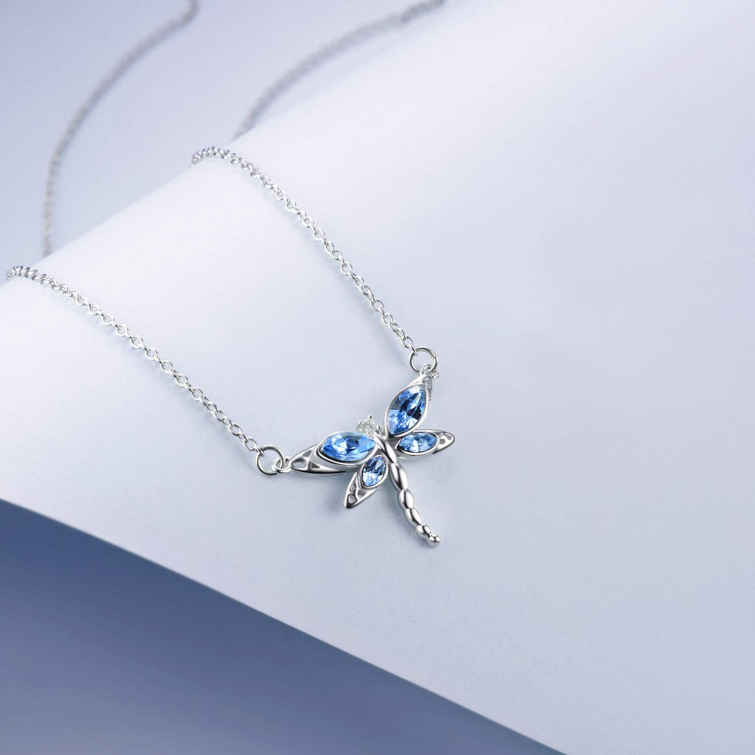 AOBOCO Dragonfly Gifts - Sterling Silver Dreamy Dragonfly Necklace - Dragonfly Jewelry Gifts for Her