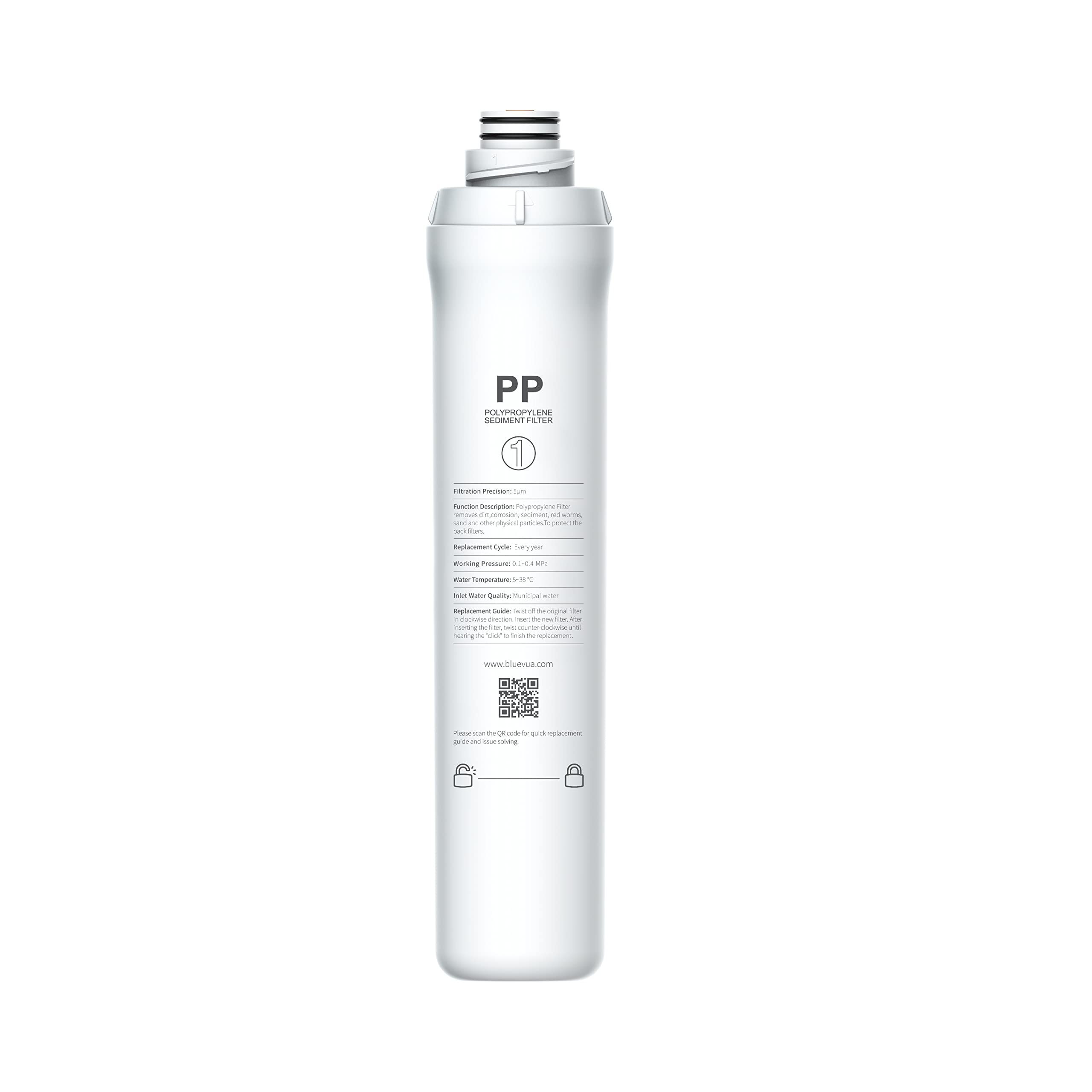 Bluevua ROPOT PP Filter, Replacement for RO100ROPOT, 1-year Lifetime-1st Stage